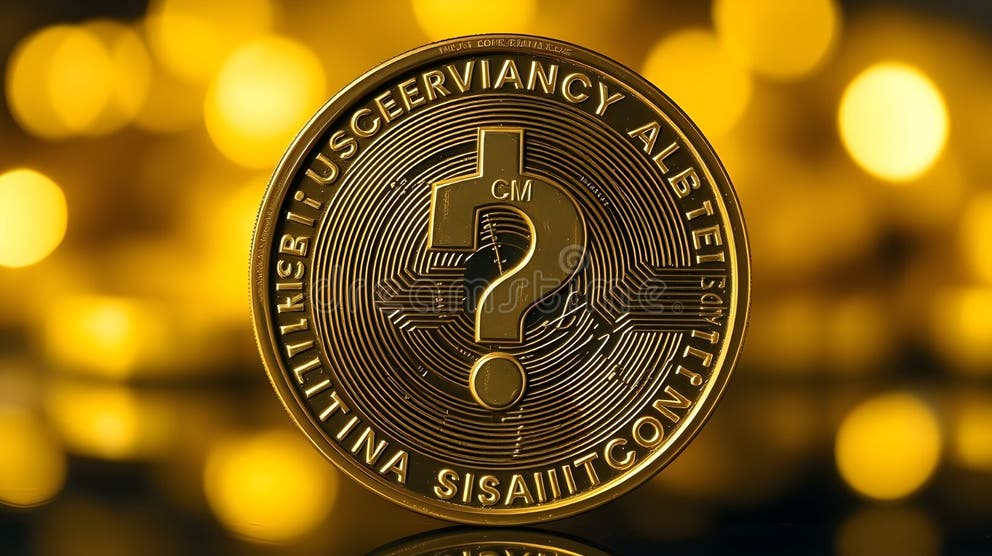 A Gold Coin with a Question Mark Engraved on it Stock Illustration ...