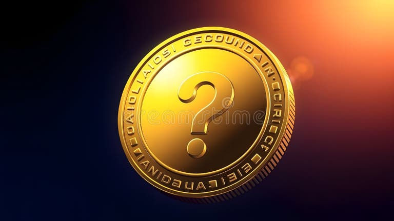 A Gold Coin with a Question Mark Engraved on it Stock Illustration ...