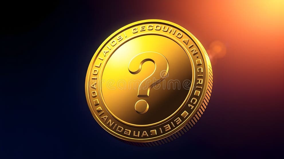 A Gold Coin with a Question Mark Engraved on it Stock Illustration ...