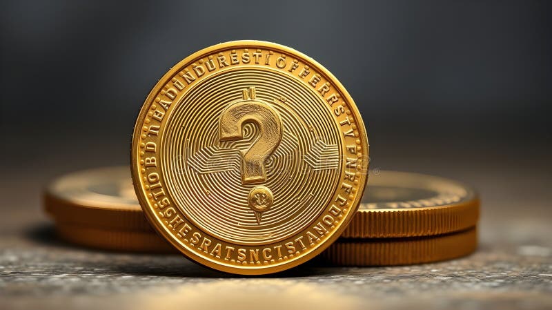 A Gold Coin with a Question Mark Engraved on it Stock Illustration ...