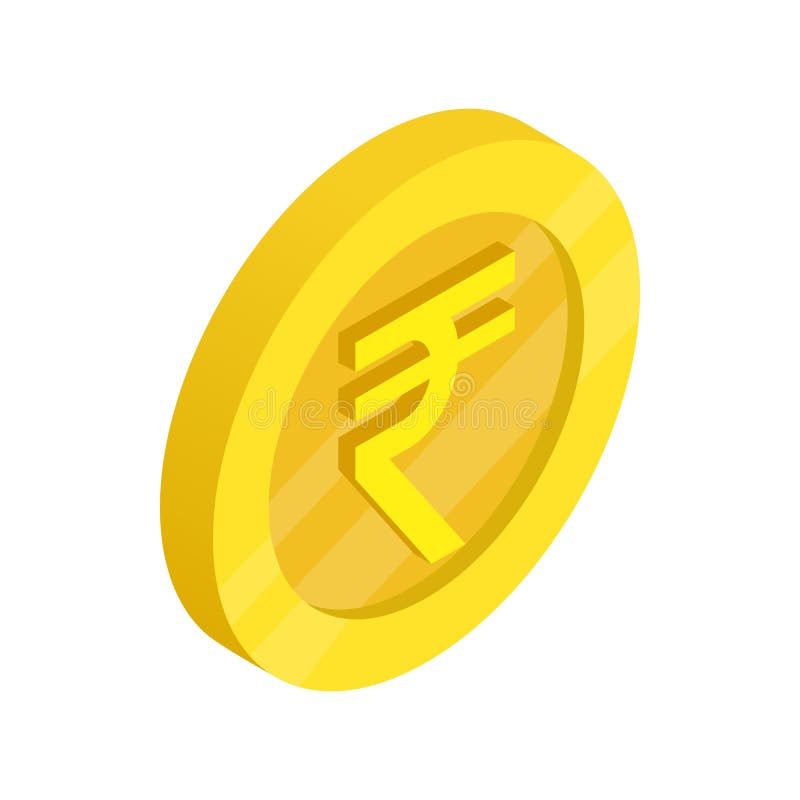Gold Coin with Rupee Sign Icon, Isometric 3d Style Stock Vector ...