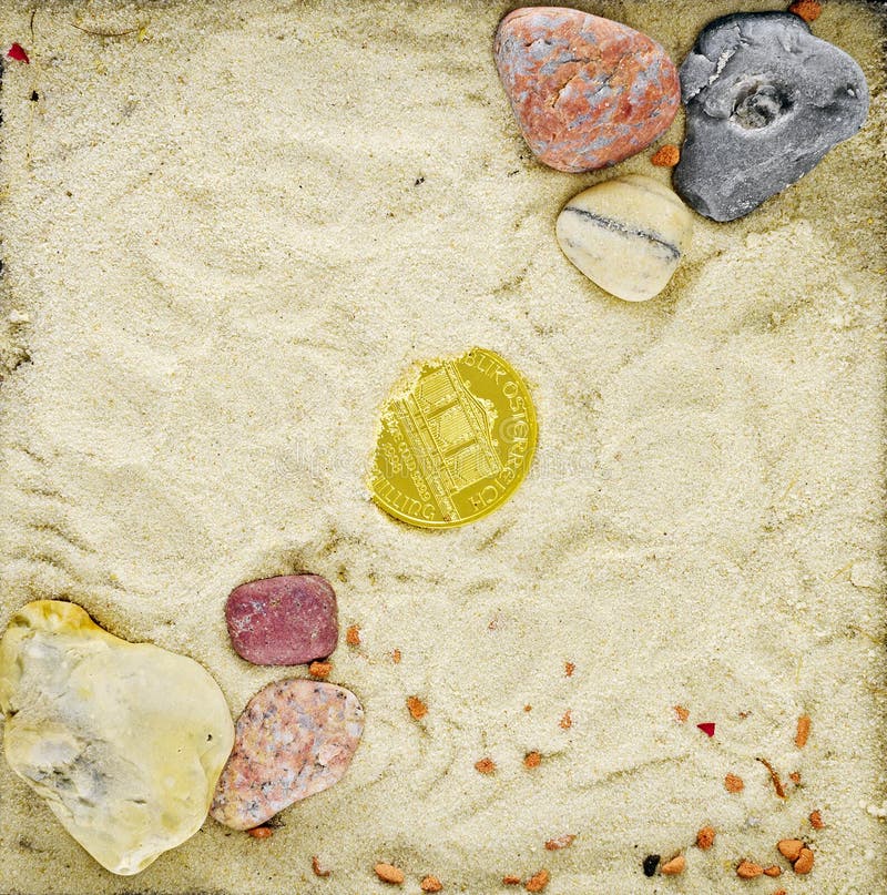 Gold Coin in a Scenery with Sand Stock Image - Image of philharmonic ...