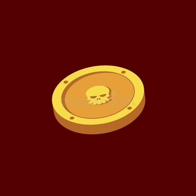 Gold coin with skull image stock illustration. Illustration of font ...