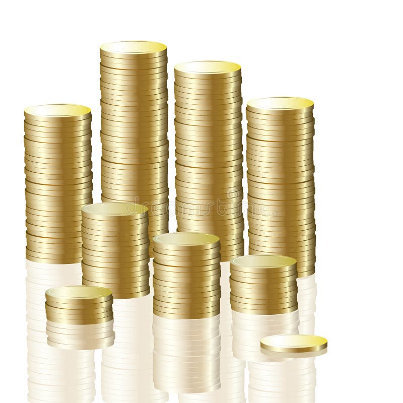 Gold coin stack stock vector. Illustration of euro, circle - 18093935