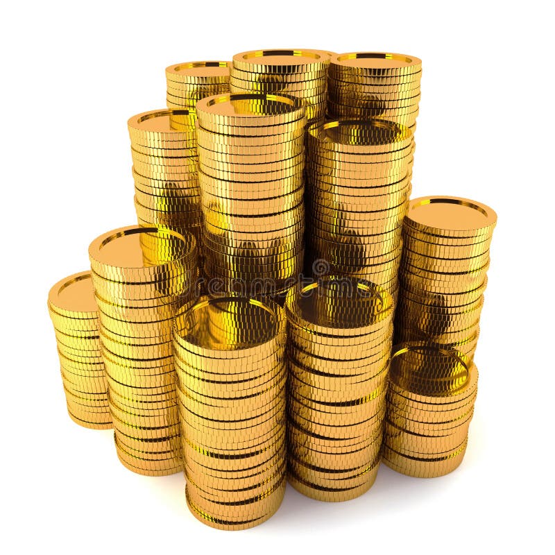Gold coin stack stock illustration. Illustration of bank - 32214229