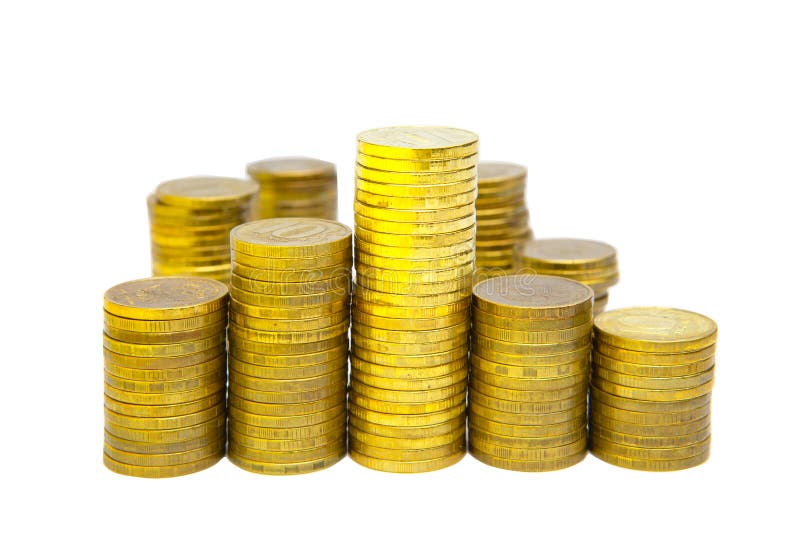 Gold Coin Stack Isolated on White Stock Image - Image of diagram ...