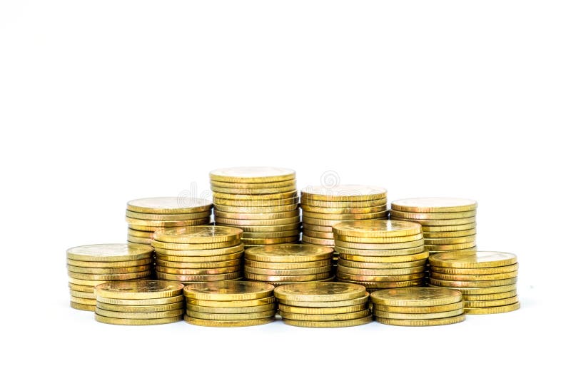 Gold Coin Stack Isolated on White Background Stock Photo - Image of ...