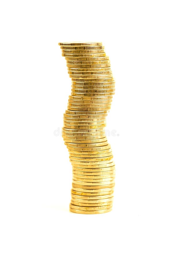 A Gold Coin Stacking Vertical Row in Form of S Curve Stock Photo ...