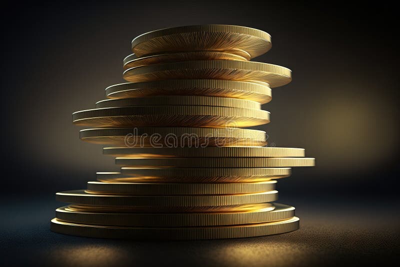Gold Coin Stacks on a Dark Background, Representing Business and Saving ...