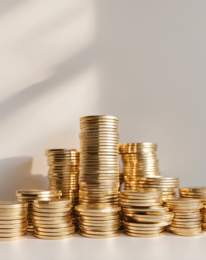 Gold Coin Stacks Illustrate Increasing Financial Growth Stock Photo ...