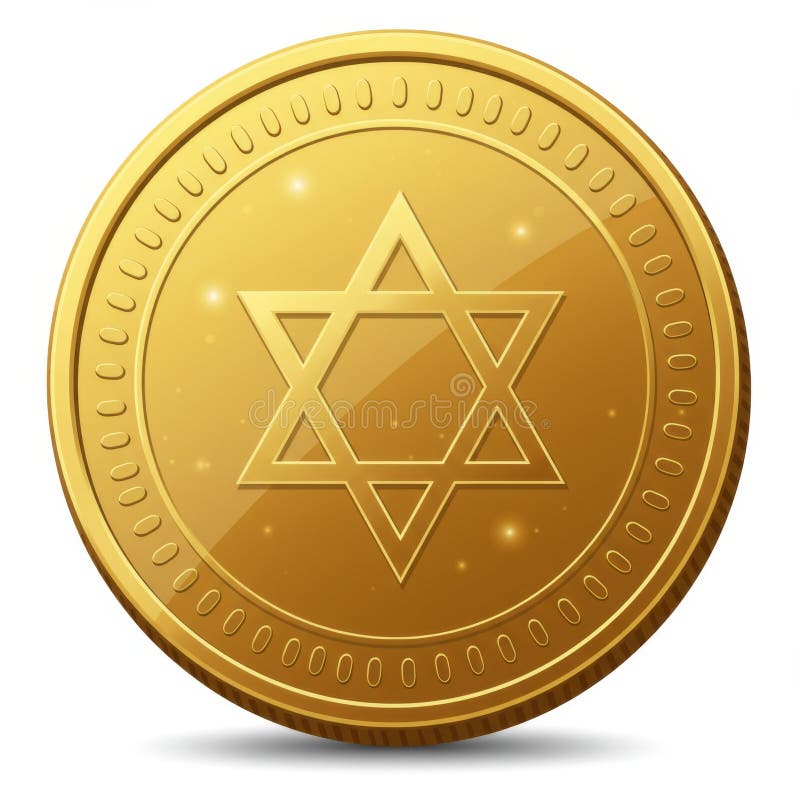 Gold Coin with Star of David Symbol Stock Illustration - Illustration ...
