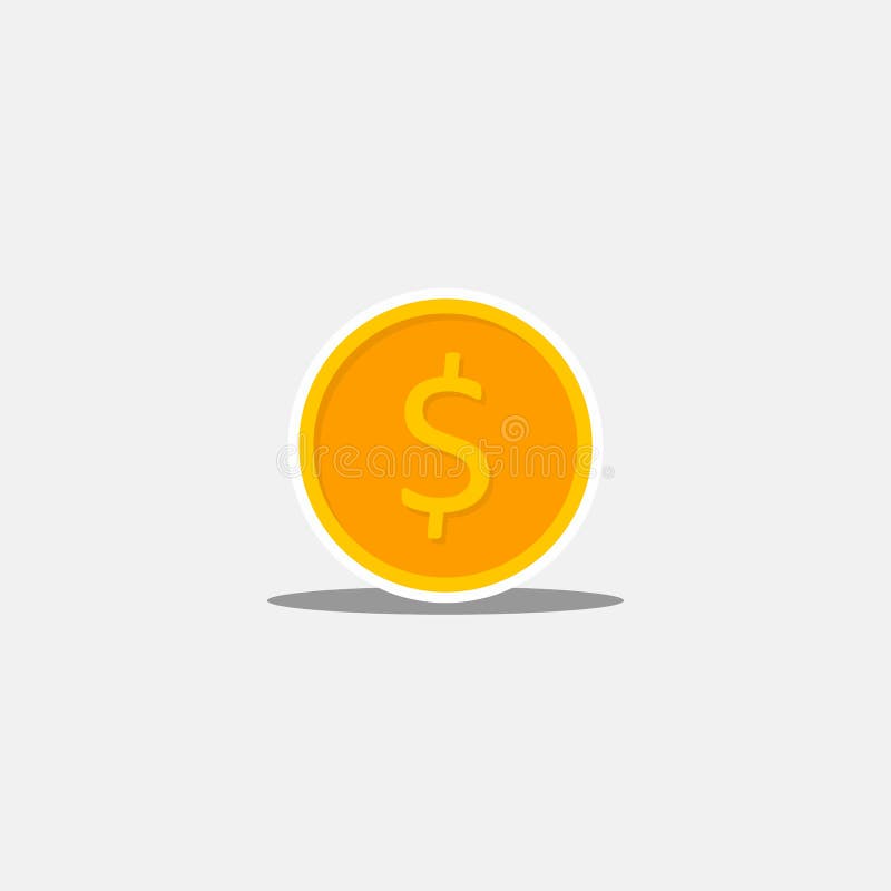 Gold Coin White Stroke & Shadow Icon Vector Isolated Stock Vector ...