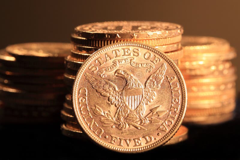 Gold Coins stock photo. Image of deposit, macro, business - 7880108