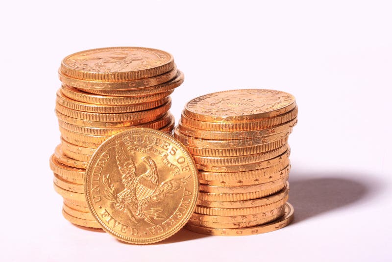 Gold coins stock photo. Image of isolated, money, commercial - 3349178
