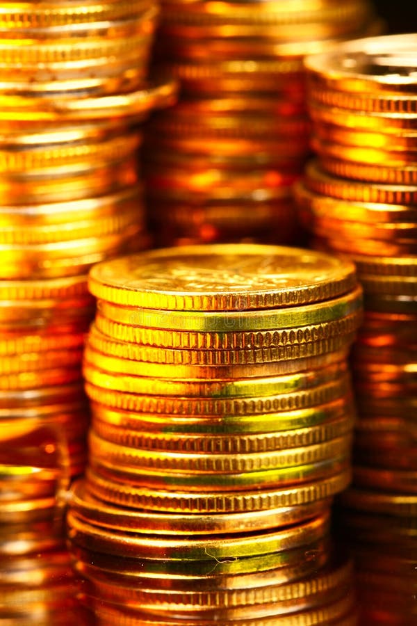 Gold coins stock image. Image of close, column, cash, coin - 6434315