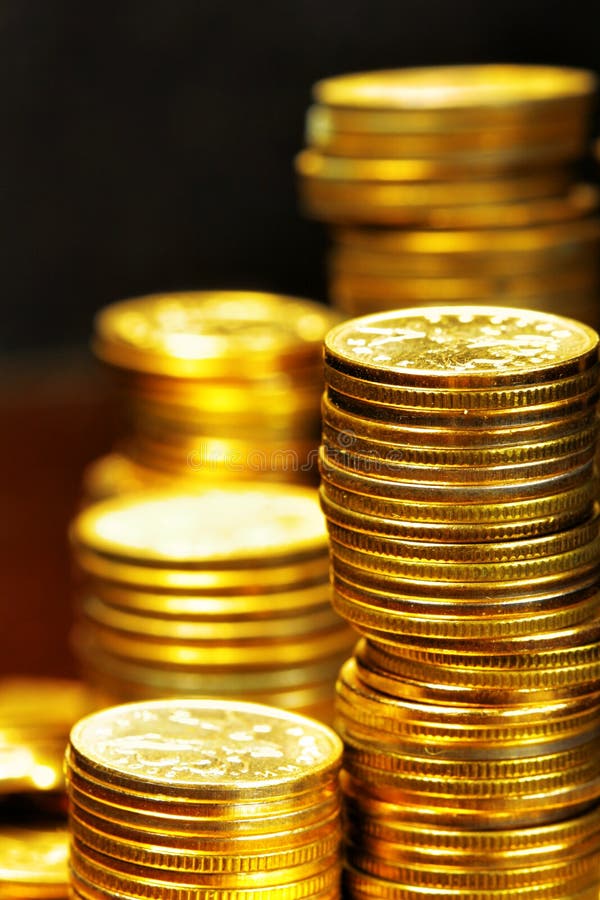 Gold coins stock image. Image of close, column, cash, coin - 6434315