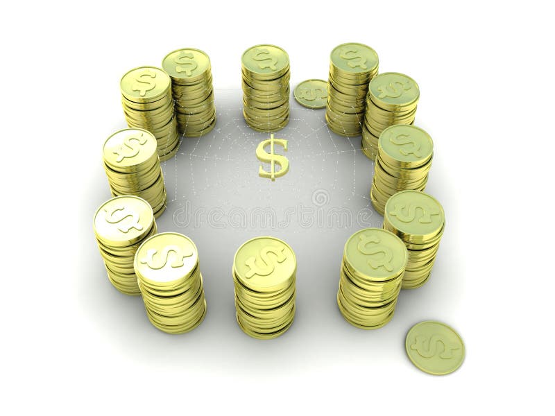 Gold Coins Arranged in a Circle. 3D Stock Illustration - Illustration ...