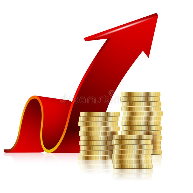 Gold Coins and Arrow on a White Stock Vector - Illustration of dollar ...