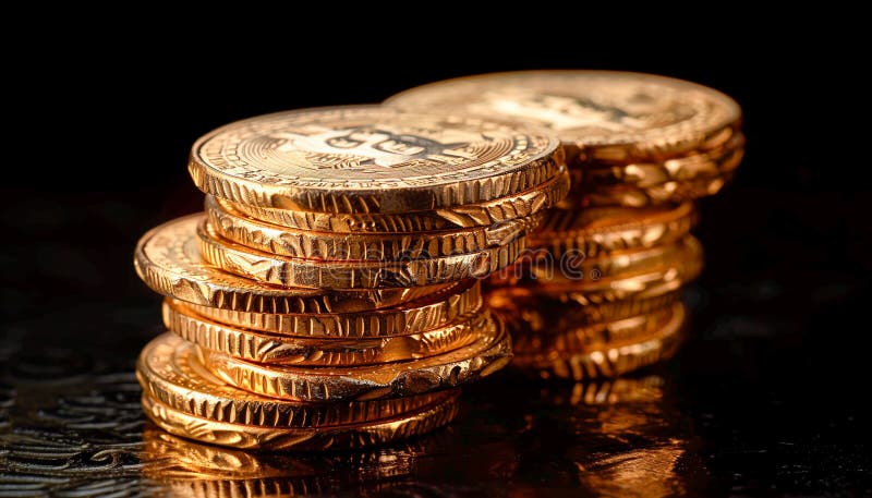 Gold Coins on Black Background,realistic Photography, AI Generated ...