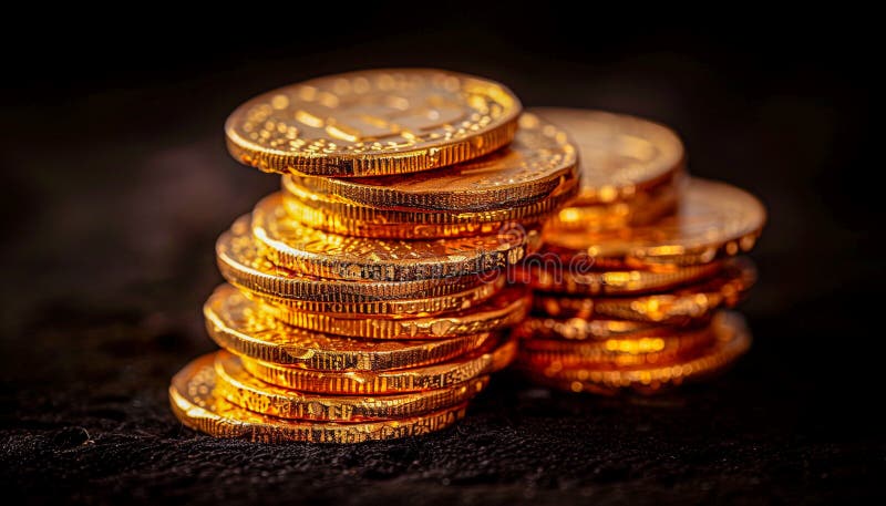 Gold Coins on Black Background,realistic Photography, AI Generated ...