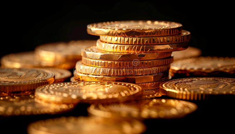 Gold Coins on Black Background,realistic Photography, AI Generated ...