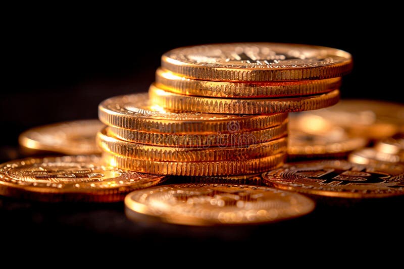 Gold Coins on Black Background,realistic Photography, AI Generated ...