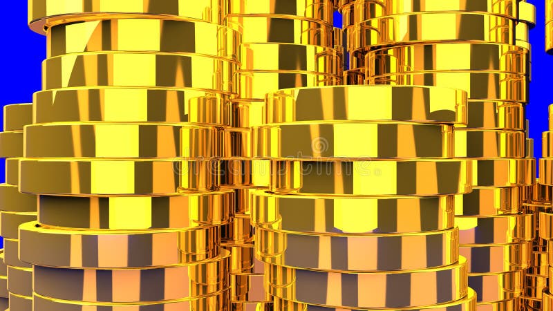 Gold Coins on Blue Chroma Key Background. Stock Illustration ...