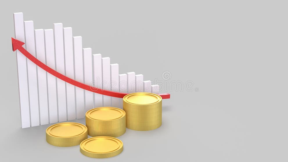 The Gold Coins and Chart for Business Concept 3d Rendering Stock ...