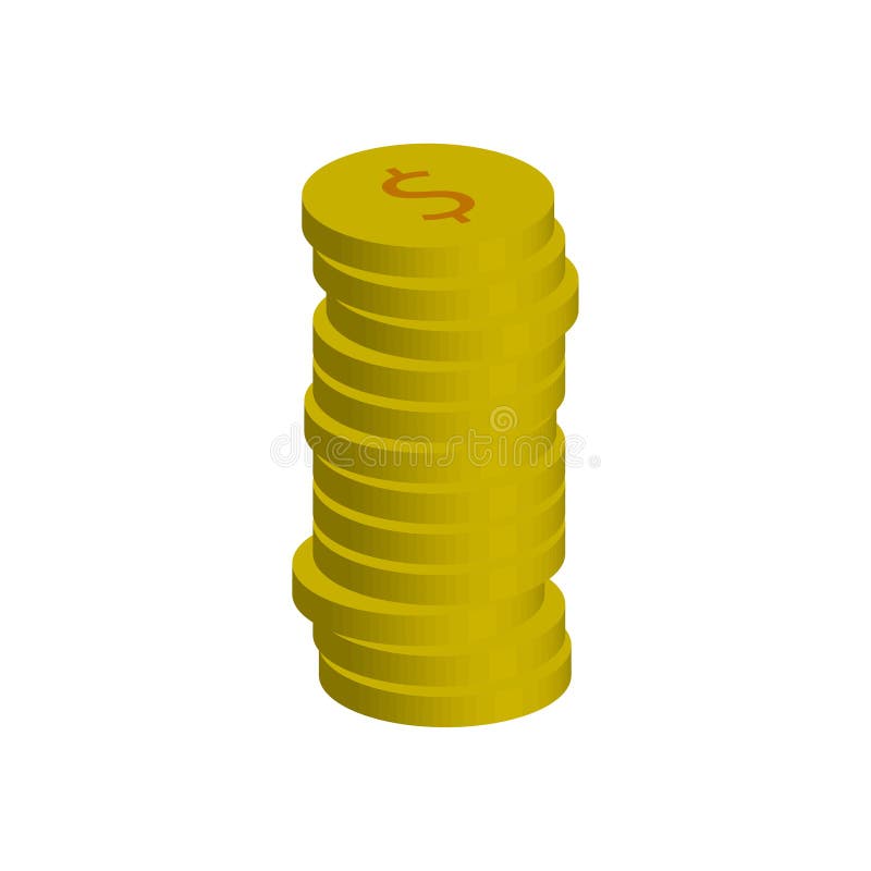 Gold Coins Column. Pile Money. Vector Illustration Stock Vector ...