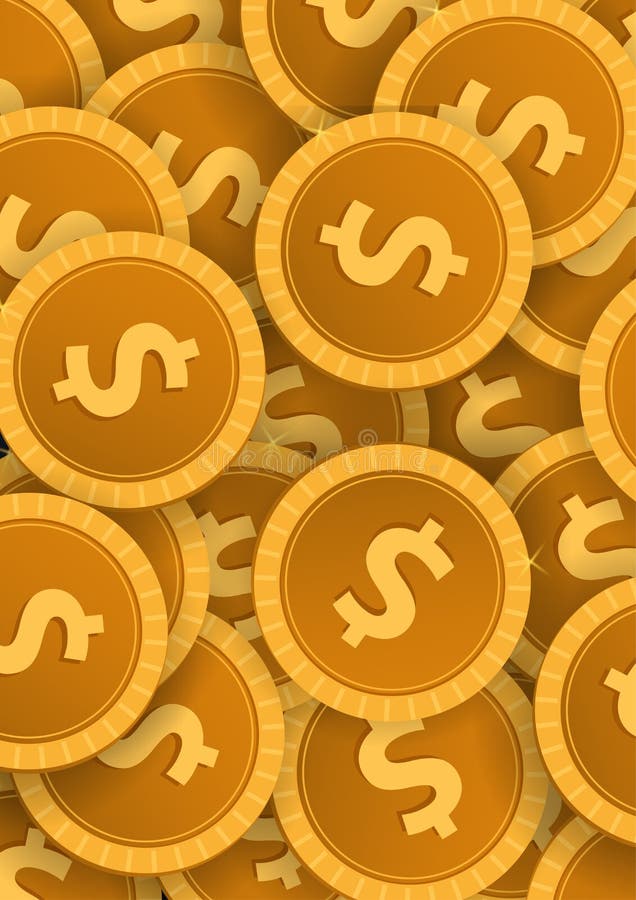 Gold Coins Concept Banner. Vector Template. Stock Vector - Illustration ...