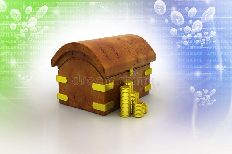 Gold coins with container stock illustration. Illustration of economic ...