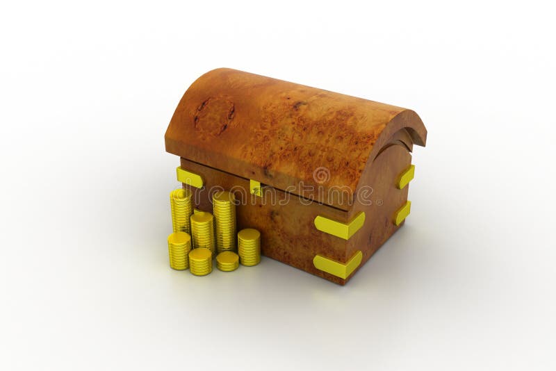 Gold coins with container stock illustration. Illustration of bills ...