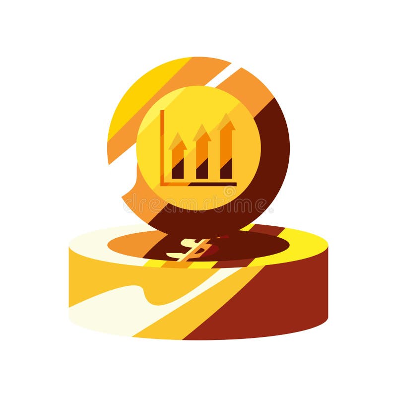 Gold coins dollar chart stock vector. Illustration of arrow - 142475611