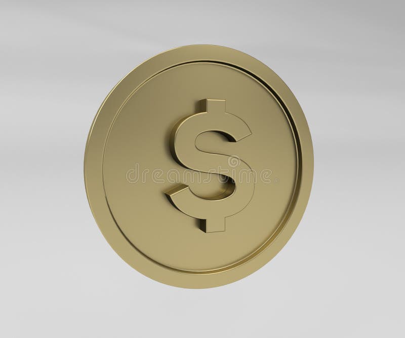 Gold Coins with Dollar Sign 3d Illustration, Minimal 3d Render ...