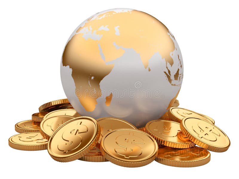 The Earth and gold coins stock illustration. Illustration of industry ...