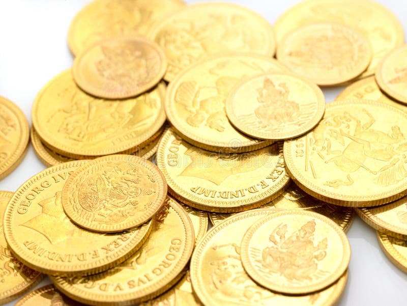 Gold Coins Embossed with Images Stock Image - Image of strewn, wealthy ...