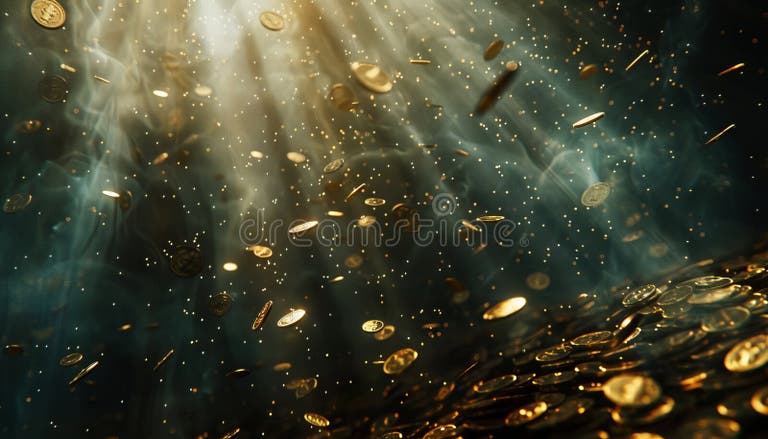 Gold Coins Falling Down from the Sky Stock Image - Image of explosion ...