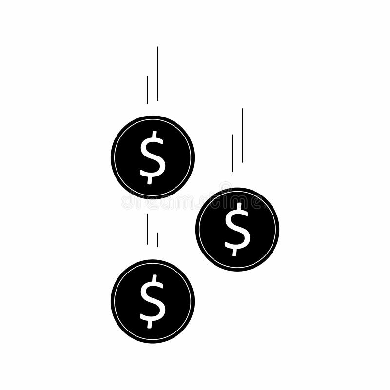 Gold Coins Falling White Outline Icon Vector Isolated Stock Vector ...