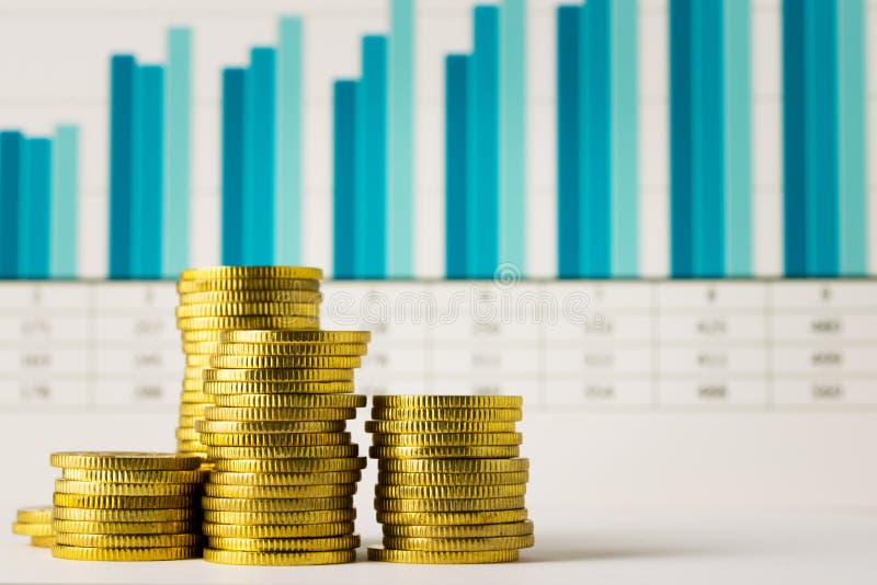 Gold Coins with Financial Chart Stock Image - Image of global, coins ...
