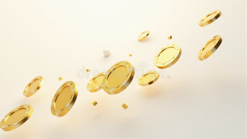 Gold Coins Floating on Beige Background Stock Illustration ...