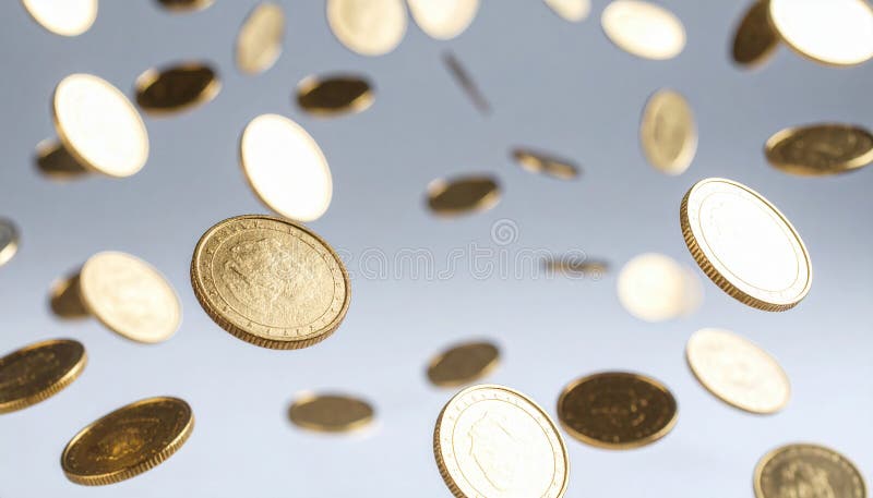Gold Coins Floating Upward with Bright Background Creating Wealth Stock ...