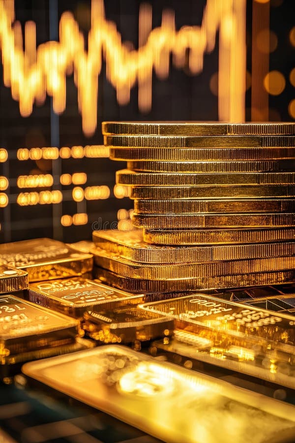 Gold Coins and Graph. Selective Focus Stock Image - Image of diagram ...
