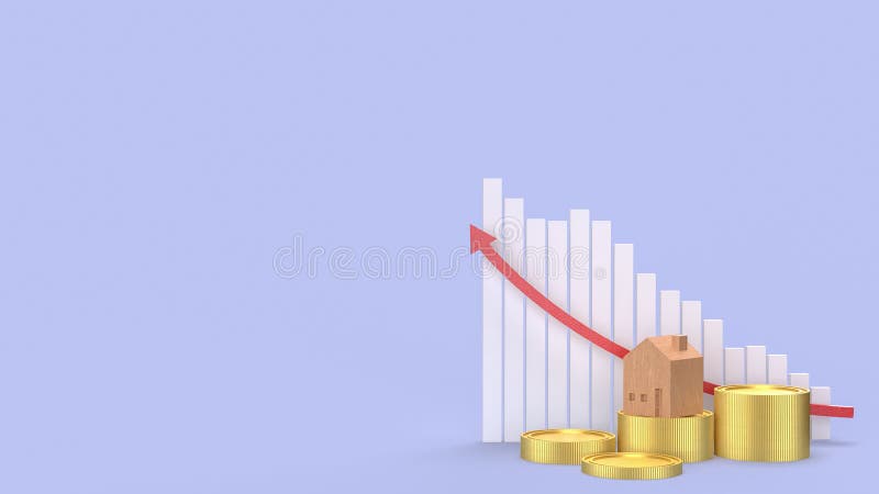 The Gold Coins and House for Business Concept 3d Rendering Stock ...