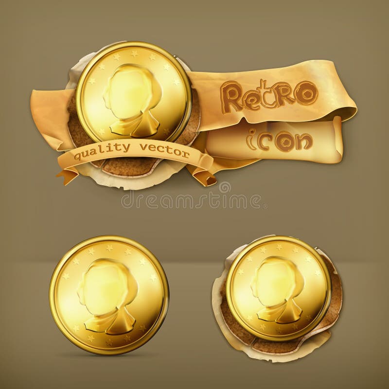 Gold coins icons stock vector. Illustration of concept - 57417506