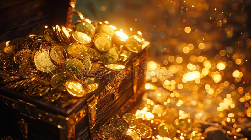 Gold Coins Overflowing from a Treasure Chest Stock Photo - Image of ... Gold Coins Overflowing from a Treasure Chest Stock Photo - Image of ...