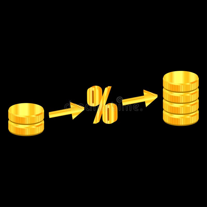 Gold Coins Percent Illustration for Design Stock Vector - Illustration ...