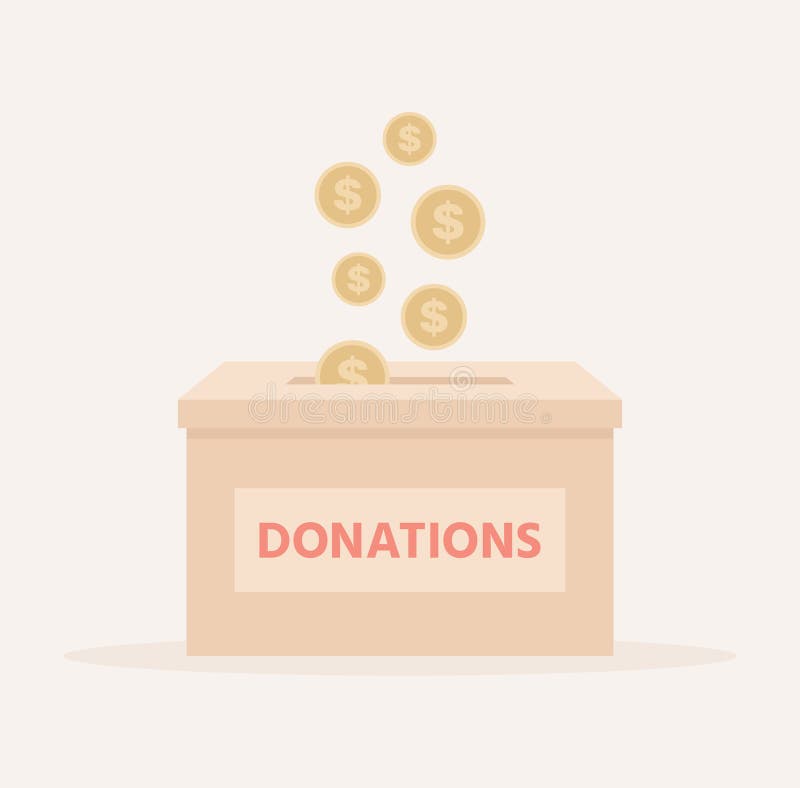 Gold Coins Pouring into the Donation Box. Vector Illustration Stock ...