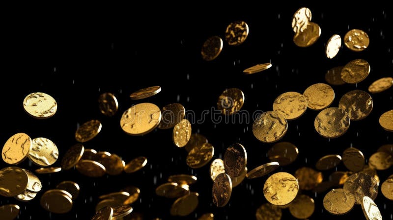 Coins Raining from Above Onto a Man with an Umbrella Stock Illustration ...