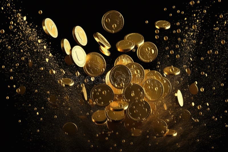 Gold coins raining down stock illustration. Illustration of cash ...