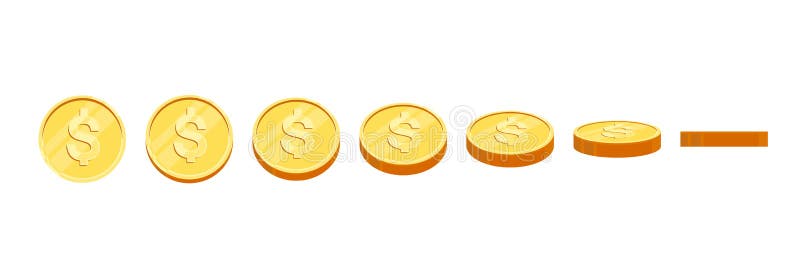Coins Set of Vector Sprites for Rotation in Different Projections ...